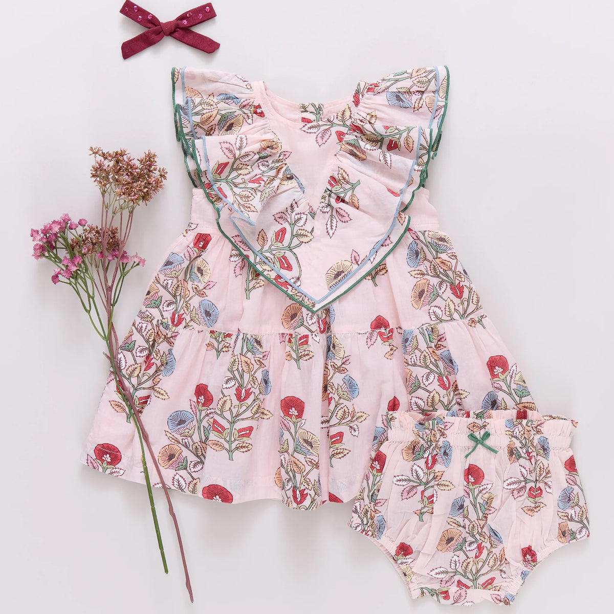 baby girls raphaela dress set- multi bouquet floral – Swaddle OKC